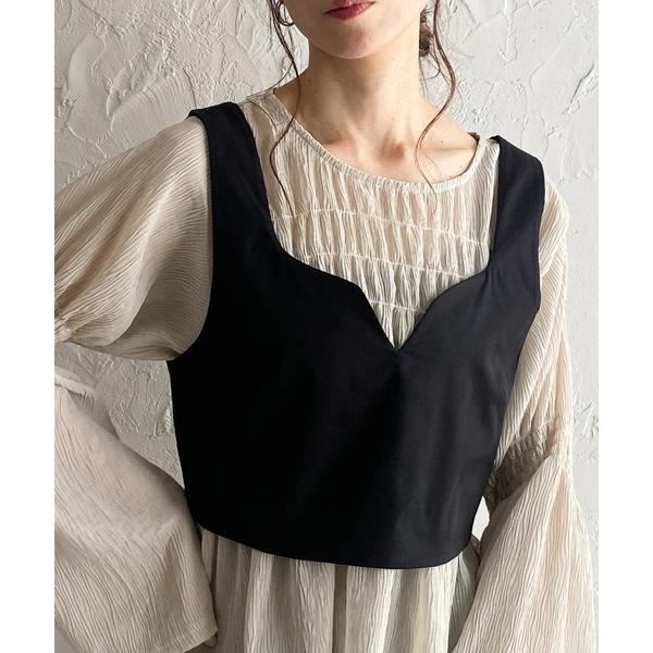 『セール実施中』ZOZO問い合わせ番号:81862738ショップ:wears，ウェアーズブランド:She's Closet，シーズクローゼット商品名:ツイルバックオープンVネックショート丈ビスチェトップスカテゴリ:トップス>ベストブラ...