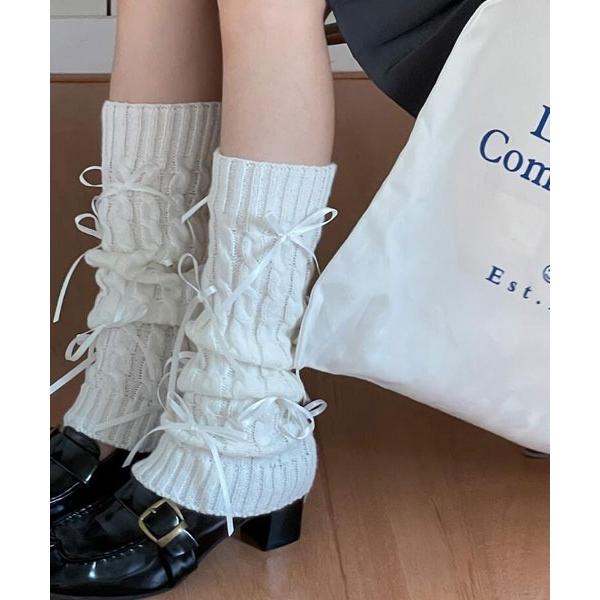 『セール実施中』※このアイテムは返品・交換対象外商品です。ZOZO問い合わせ番号:82035878ショップ:Mayree，メイリーブランド:Mayree，メイリー商品名:【float】ニット リボンデザイン レッグウォーマー/レッグカバーカ...