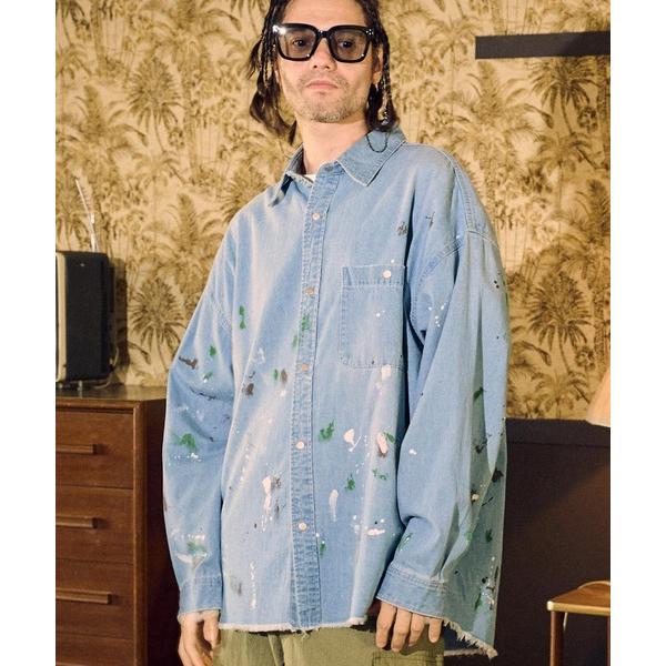 ZOZO問い合わせ番号:82069638ショップ:CMB by CAMBIO，シーエムビー バイ カンビオブランド:ADAM PATEK，アダムパテック商品名:ms5583- paint denim looose shirt デニムシャツカ...