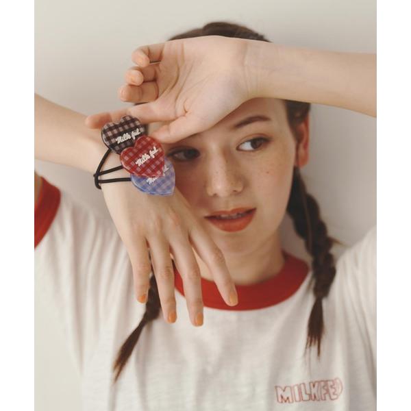 ZOZO問い合わせ番号:82102840ショップ:MILKFED.，ミルクフェドブランド:MILKFED.，ミルクフェド商品名:GINGHAM HEART HAIR ELASTICカテゴリ:ヘアアクセサリー>ヘアゴムブランド品番:10...