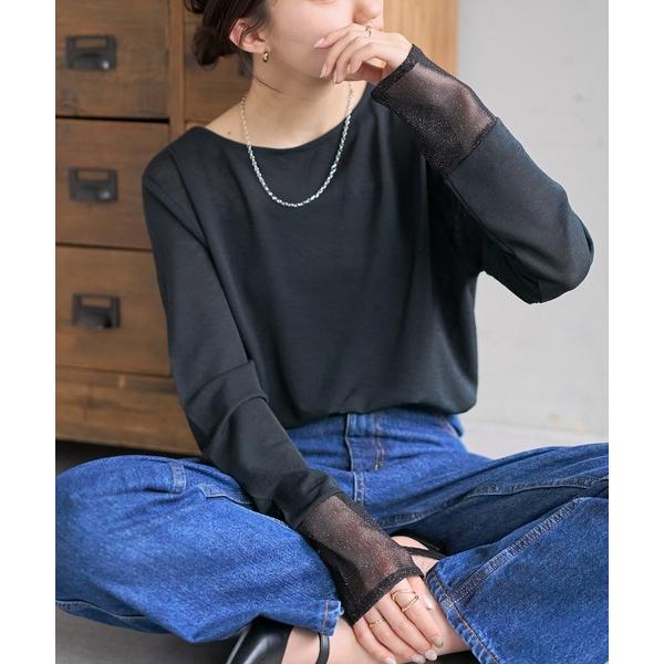 『タイムセール実施中』ZOZO問い合わせ番号:82206811ショップ:DISCOAT，ディスコートブランド:DISCOAT，ディスコート商品名:【WEB限定】ラメシアー袖切替プルオーバーカテゴリ:トップス>Tシャツ/カットソーブラン...