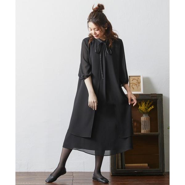 ZOZO問い合わせ番号:82306575ショップ:nissen，ニッセンブランド:Neina，ネイナ商品名:【喪服・礼服】洗える防しわベスト付リボンデザインワンピース 大きいサイズ有 〔Neina〕カテゴリ:フォーマルスーツ/小物>ス...