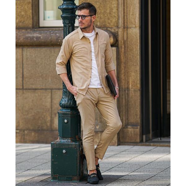 『タイムセール実施中』ZOZO問い合わせ番号:82340665ショップ:JOKER，ジョーカーブランド:SOMEDIFF，サムディフ，JOKER，ジョーカー商品名:セットアップ 上下セット メンズ 楊柳 7分袖シャツ 長袖シャツ スキニーパ...