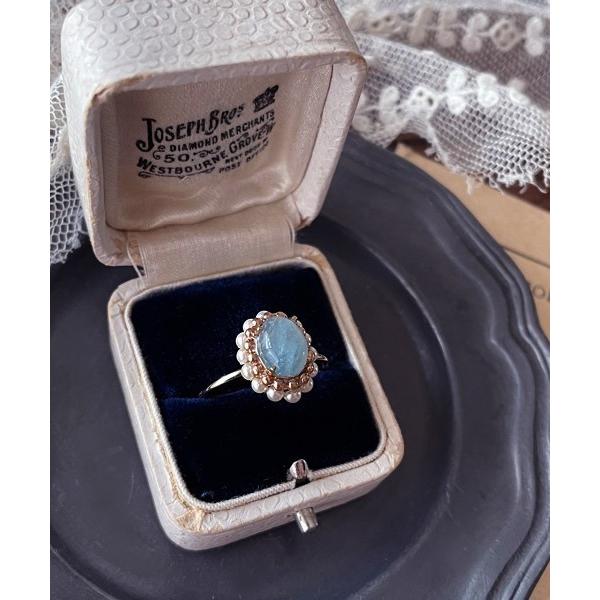 ZOZO問い合わせ番号:82374419ショップ:TONE，トーンブランド:tone，トーン商品名:【mallelabrocante/マルラブロカント】サージカルステンレス　アクアマリンとヴィンテージパールのオーバルリング/金属アレルギー対...