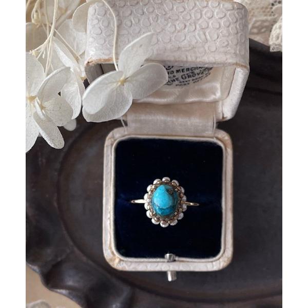 ZOZO問い合わせ番号:82375246ショップ:TONE，トーンブランド:tone，トーン商品名:【mallelabrocante/マルラブロカント】サージカルステンレス　ブルーコッパーターコイズとヴィンテージパールのオーバルリング/金属...