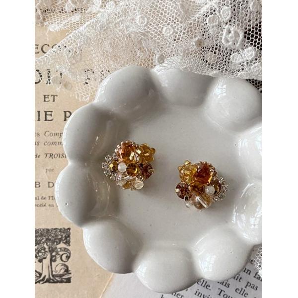 ZOZO問い合わせ番号:82375324ショップ:TONE，トーンブランド:tone，トーン商品名:【mallelabrocante/マルラブロカント】宝石質シトリンとアンティークビーズの痛みにくいbijouイヤリング/11月誕生石カテゴリ...