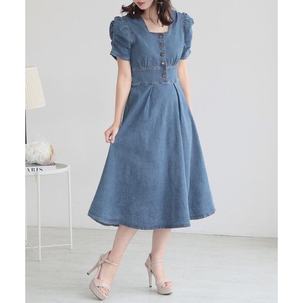 ZOZO問い合わせ番号:82378743ショップ:JULIA BOUTIQUE，ジュリアブティックブランド:JULIA BOUTIQUE，ジュリアブティック商品名:ミディアム丈・デニムフレアワンピース/24005カテゴリ:ワンピース/ドレス...