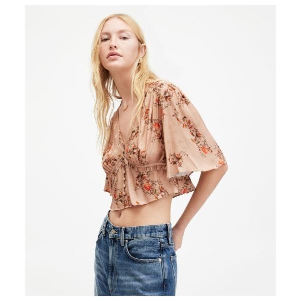 『セール実施中』ZOZO問い合わせ番号:82378772ショップ:ALLSAINTS，オールセインツブランド:ALLSAINTS，オールセインツ商品名:TIAN FLORAL PRINT OTO SHIRRED BUST TOP | TIA...