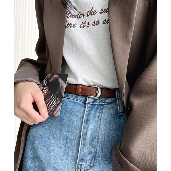 『タイムセール実施中』ZOZO問い合わせ番号:82442183ショップ:florist，フローリストブランド:florist，フローリスト商品名:【牛革】シルバーバックルシンプルレザー細ベルトカテゴリ:ファッション雑貨>ベルトブランド...