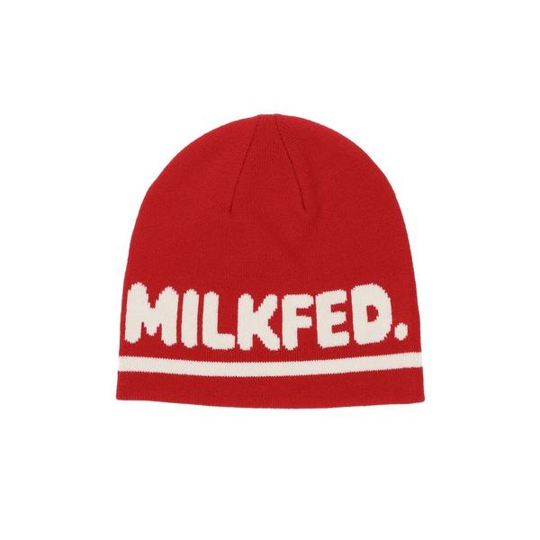 『セール実施中』ZOZO問い合わせ番号:82443562ショップ:MILKFED.，ミルクフェドブランド:MILKFED.，ミルクフェド商品名:LOGO JACQUARD KNIT CAPカテゴリ:帽子>ニットキャップ/ビーニーブラン...
