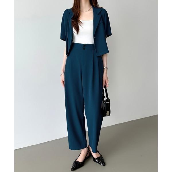 『タイムセール実施中』ZOZO問い合わせ番号:82478416ショップ:Ada.，エイダブランド:COCOMOMO，ココモモ商品名:半袖ジャケット×タックスラックスパンツ セットアップ ジャケット スラックス パンツ 夏服カテゴリ:ジャケッ...