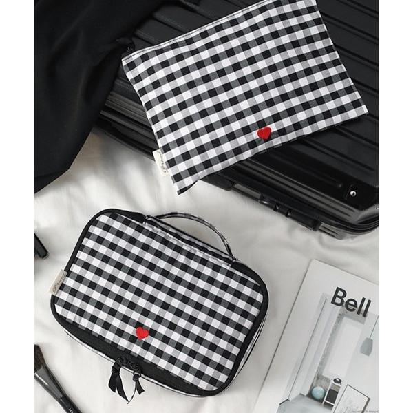 『タイムセール実施中』ZOZO問い合わせ番号:82544553ショップ:TONE，トーンブランド:TONE SELECT GOODS，トーンセレクトグッズ商品名:Liaa/ハート ギンガムチェック トラベルポーチ2点セット A18252カテ...