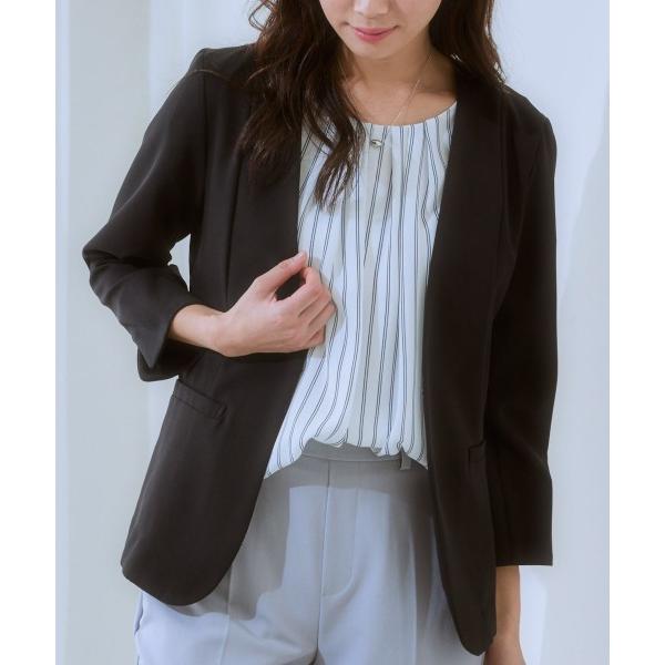 ZOZO問い合わせ番号:82676661ショップ:nissen，ニッセンブランド:7days Life Styling，セブンデイズライフスタイリング商品名:洗えるストレッチダブルクロス7分袖ノーカラージャケットカテゴリ:ジャケット/アウタ...