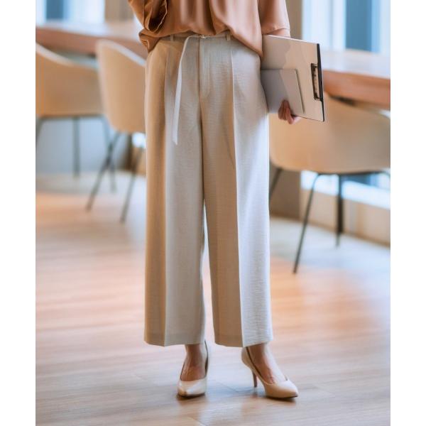 ZOZO問い合わせ番号:82676700ショップ:nissen，ニッセンブランド:7days Life Styling，セブンデイズライフスタイリング商品名:麻調合繊共布ベルト付ワイドパンツ（しわになりにくい・接触冷感・ＵＶカット・洗える）...