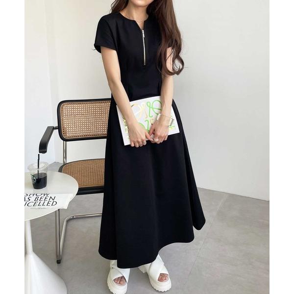 『タイムセール実施中』ZOZO問い合わせ番号:82750340ショップ:GeeRA，ジーラブランド:GeeRA，ジーラ商品名:着痩せしたいならこれ！前後2WAYハーフジップキーネックフロントタックワンピースカテゴリ:ワンピース/ドレス&gt...