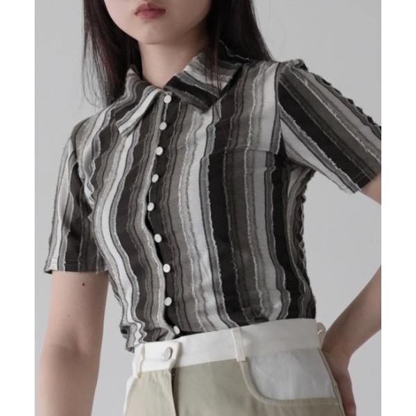 ZOZO問い合わせ番号:82751159ショップ:a//m，オルムブランド:Uenui，ウニュイ商品名:stripe fluff topsカテゴリ:トップス>Tシャツ/カットソーブランド品番:UN-A0042素材:ポリエステル40% ...