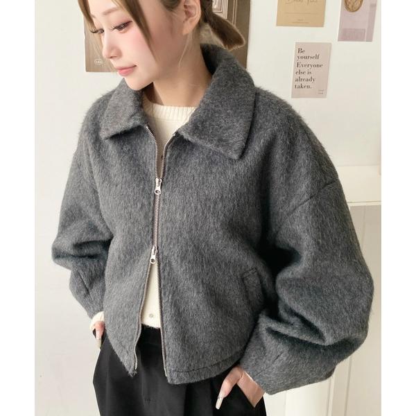 『タイムセール実施中』ZOZO問い合わせ番号:82921037ショップ:moment+，モーメントプラスブランド:moment+，モーメントプラス商品名:Wファスナーボリュームスリーブシャギーショートブルゾンカテゴリ:ジャケット/アウター&...