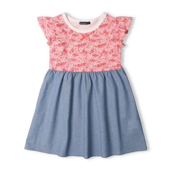 『タイムセール実施中』ZOZO問い合わせ番号:83019958ショップ:こどもの森e-shop，コドモノモリイーショップブランド:moujonjon，ムージョンジョン商品名:花柄ダンガリー切替ワンピースカテゴリ:ワンピース/ドレス>ワ...