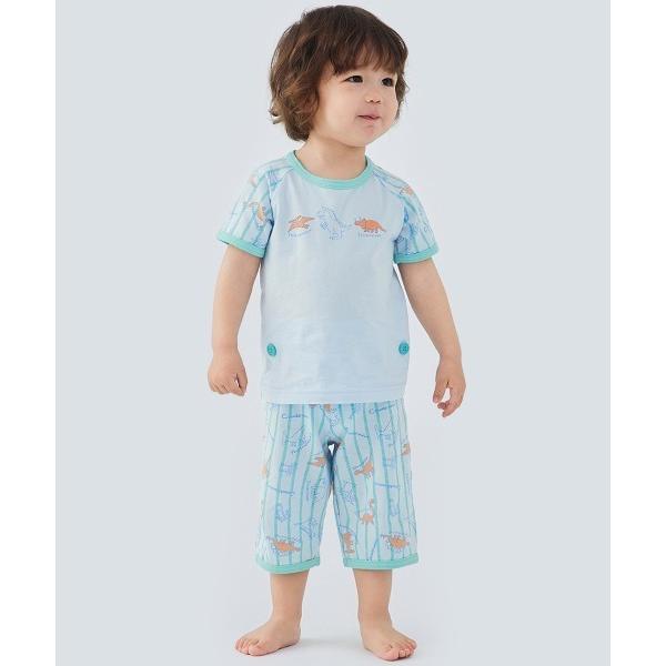 『タイムセール実施中』ZOZO問い合わせ番号:83128414ショップ:Combi mini，コンビミニブランド:combimini，コンビミニ商品名:半袖パジャマ（恐竜ストライプ）カテゴリ:ルームウェア>ルームウェア/パジャマブラン...