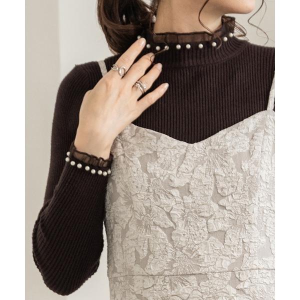 ZOZO問い合わせ番号:83128633ショップ:SAISON DE PAPILLON，セゾン ド パピヨンブランド:SEU，エスイーユー，SAISON DE PAPILLON，セゾンドパピヨン商品名:リブニットトップス フリルとパールがア...