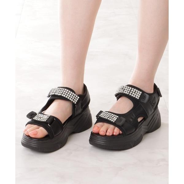 『タイムセール実施中』ZOZO問い合わせ番号:83231320ショップ:Lace Ladies，レースレディースブランド:Lace Ladies，レースレディース商品名:ビジュー付き メッシュ ドッキング 厚底 ストラップ サンダルカテゴリ...