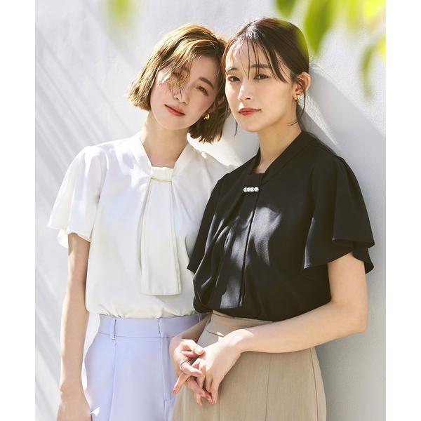 ZOZO問い合わせ番号:83301843ショップ:RUIRUE BOUTIQUE，ルイルエブティックブランド:RUIRUE BOUTIQUE，ルイルエブティック商品名:洗える ストレッチ ｜ 選べるデザインフロントタックボウタイブラウス（半...