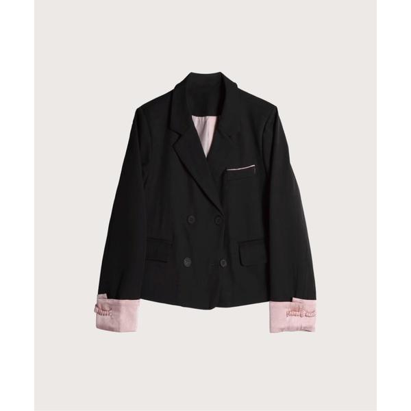 ZOZO問い合わせ番号:83364560ショップ:P L U M STORE，プラム ストアブランド:LA POMME petit，ラポミ・プチ商品名:ピンクステッチルーズジャケット Pink Stitching Loose Jacketカ...