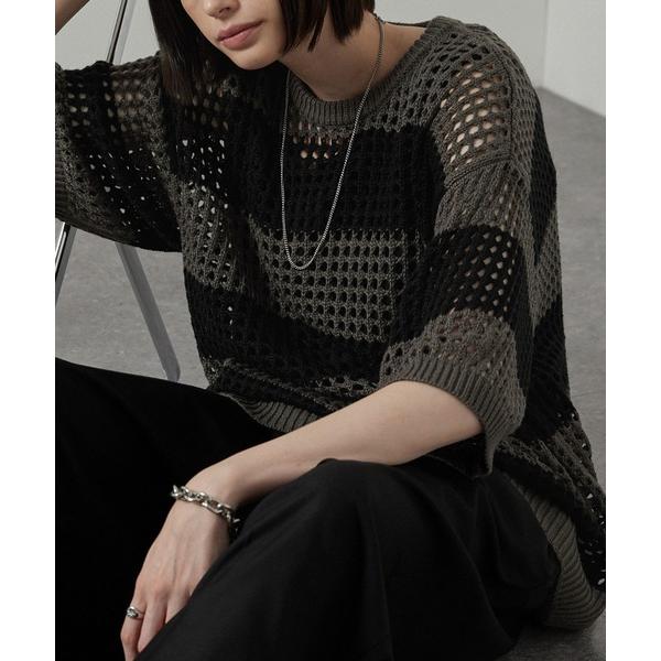 ZOZO問い合わせ番号:83469793ショップ:MONO-MART，モノマートブランド:Alfred Alex，アルフレッドアレックス，MONO-MART，モノマート商品名:【Alfred Alex】ボーダーシアーメッシュオーバーサイズニ...