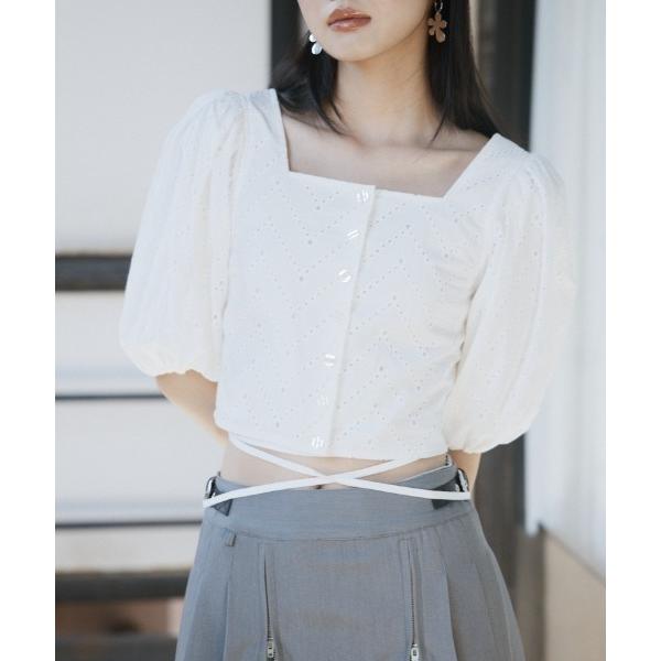 『セール実施中』ZOZO問い合わせ番号:83500341ショップ:SLY，スライブランド:SLY，スライ商品名:FRONT BUTTON LACE PUFF TOPS フロント ボタン レース パフ トップス 春服 夏服カテゴリ:トップス&...