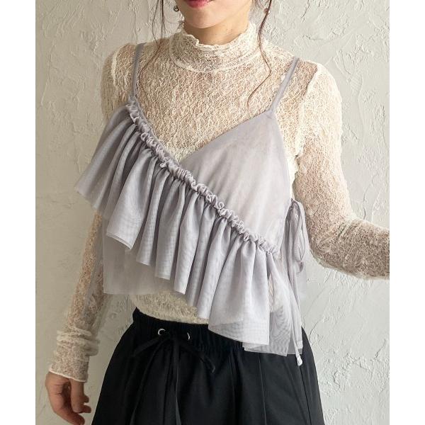 『タイムセール実施中』ZOZO問い合わせ番号:83501425ショップ:wears，ウェアーズブランド:She's Closet，シーズクローゼット商品名:ショート丈サイドリボン アシンメトリー ボリューム フリルチュール ビスチェ キャミ...