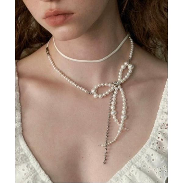 『タイムセール実施中』ZOZO問い合わせ番号:83502523ショップ:Mayree，メイリーブランド:almo，アルモ，Mayree，メイリー商品名:【LAMPOON】パールリボンネックレスカテゴリ:アクセサリー>ネックレスブランド...