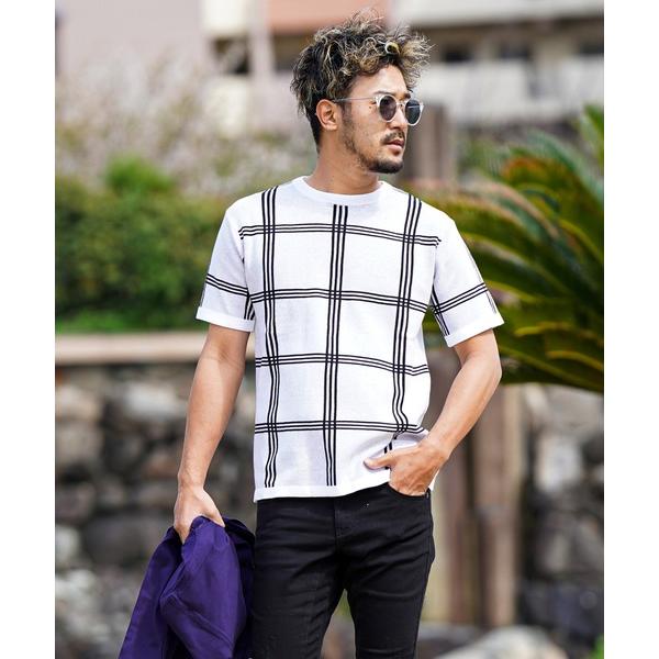 ZOZO問い合わせ番号:83704143ショップ:adamsJUGGLER，アダムスジャグラーブランド:adamsJUGGLER，アダムスジャグラー商品名:RTEGウィンドウペインニットティーカテゴリ:トップス>Tシャツ/カットソーブ...