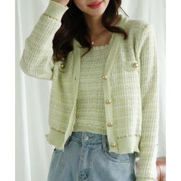 『セール実施中』ZOZO問い合わせ番号:83706764ショップ:aimoha，アイモハブランド:Jasmine Grandiflorum，ジャスミングランディフローラム商品名:【Jasmine】ツイード風アンサンブル ニットキャミソール+...