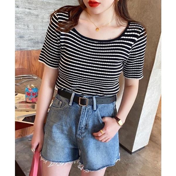 『タイムセール実施中』ZOZO問い合わせ番号:83907780ショップ:Crisp，クリスプブランド:sorule，ソルレ商品名:スクエアネックボーダーリブTカテゴリ:トップス>Tシャツ/カットソーブランド品番:SO10324s2素材...