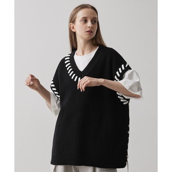ZOZO問い合わせ番号:83908588ショップ:EMMA CLOTHES，エマ クローズブランド:CLEL，クレイル商品名:【CLEL】Hand Stitched Side Lace Knit Vest/ハンドステッチ サイドレースニット...