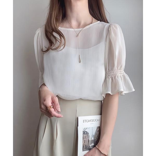 『タイムセール実施中』ZOZO問い合わせ番号:84007675ショップ:JUNOAH，ジュノアブランド:FILLOU，FILLOU，JUNOAH，ジュノア商品名:シアーフレアスリーブブラウスカテゴリ:トップス>シャツ/ブラウスブランド...