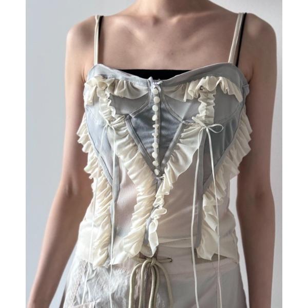 ZOZO問い合わせ番号:84074276ショップ:Auntie Rosa，アンティローザブランド:Y2K SYNAPSE FACTORY，ワイツーケー シナプスファクトリー商品名:【シアー】フリルベージュキャミカテゴリ:トップス>キャ...