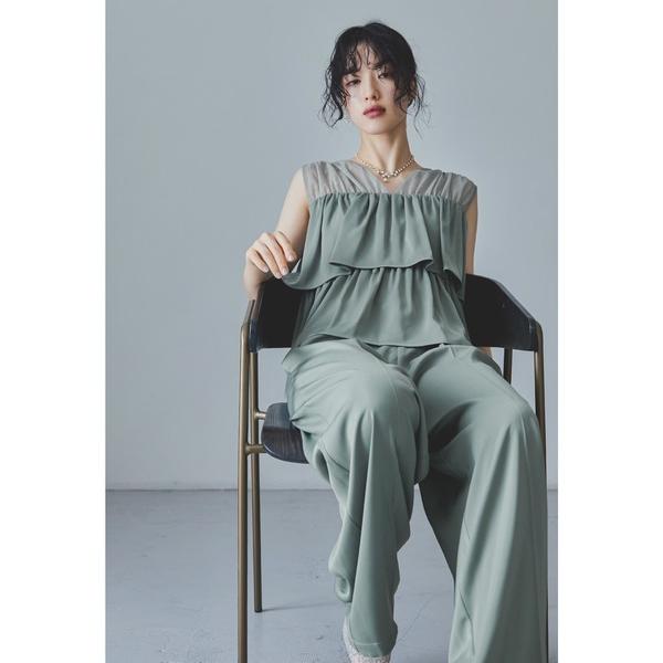 『タイムセール実施中』ZOZO問い合わせ番号:84312403ショップ:bflat，ビーフラットブランド:niana，ニアナ商品名:フリルブラウス＆ワイドパンツセットドレス パーティードレス オケージョンドレス 結婚式 同窓会 成人式 お呼...