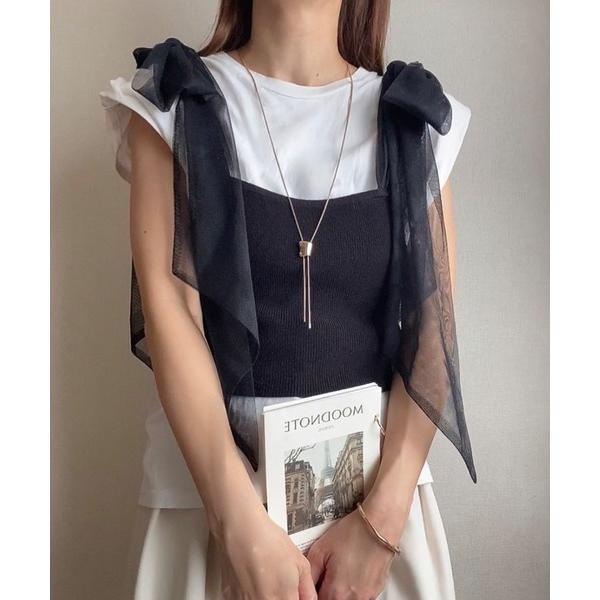 『タイムセール実施中』ZOZO問い合わせ番号:84312549ショップ:JUNOAH，ジュノアブランド:FILLOU，FILLOU，JUNOAH，ジュノア商品名:チュールリボンニットビスチェカテゴリ:トップス>キャミソールブランド品番...