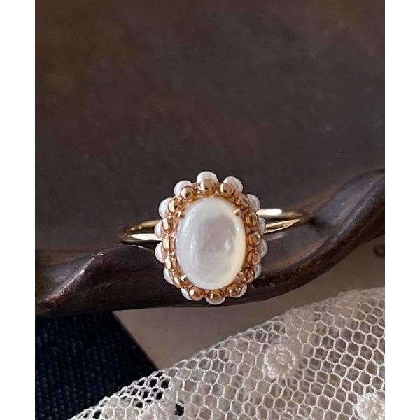 ZOZO問い合わせ番号:84405714ショップ:TONE，トーンブランド:tone，トーン商品名:【mallelabrocante/マルラブロカント】マザーオブパールとヴィンテージパールのオーバルリング/金属アレルギー対応カテゴリ:アクセ...