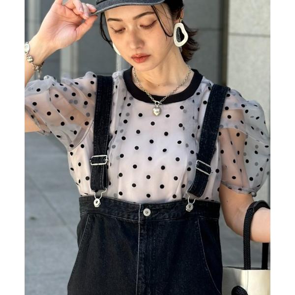 ZOZO問い合わせ番号:84437160ショップ:tocco closet／&amp;. NOSTALGIA，トッコ　クローゼット　／　アンドドットノスタルジアブランド:deux amour，ドゥーザムール商品名:フロッキードットトップスカ...