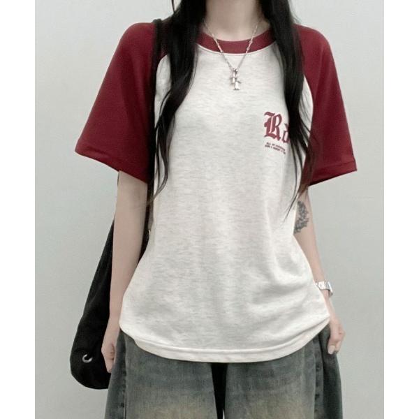 『タイムセール実施中』ZOZO問い合わせ番号:84702327ショップ:Ada.，エイダブランド:VIVID LADY，ビビッドレディー商品名:配色ラグラン半袖Tシャツ レディース 夏 ブロークコアカテゴリ:トップス>Tシャツ/カット...