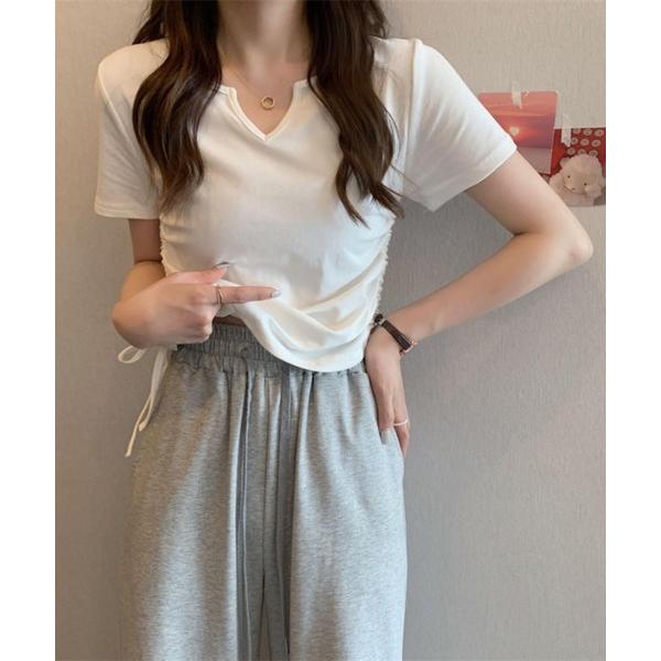 『セール実施中』ZOZO問い合わせ番号:84704068ショップ:FRP，エフアールピーブランド:MAISON DE THERESE，メゾン ド テレーズ，FRP，エフアールピー商品名:サイドシャーリング　ネックVカット半袖Tシャツカテゴリ...