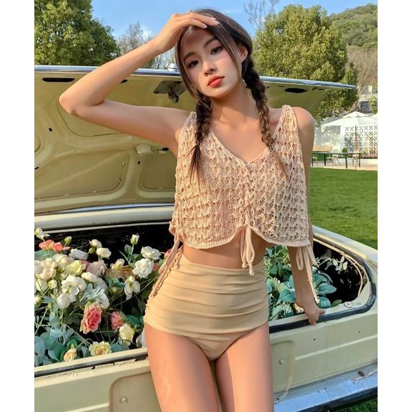 『セール実施中』※このアイテムは返品・交換対象外商品です。ZOZO問い合わせ番号:84798607ショップ:OSYAREVO，オシャレボブランド:OSYAREVO，オシャレボ商品名:ニットタンクトップ 付き バンドゥビキニ セット水着 レデ...