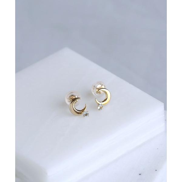 ※このアイテムは返品・交換対象外商品です。ZOZO問い合わせ番号:84903257ショップ:collecala，コレカラブランド:queite，ケイト，colleca la，コレカラ商品名:K10 YG 月とストーンのピアス［queite］...