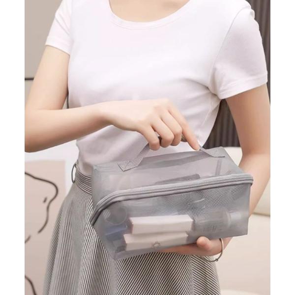 『タイムセール実施中』ZOZO問い合わせ番号:85226605ショップ:florist，フローリストブランド:florist，フローリスト商品名:【2size展開・取っ手付き】大容量 仕切り シアーメッシュポーチ/メイクポーチカテゴリ:財布...