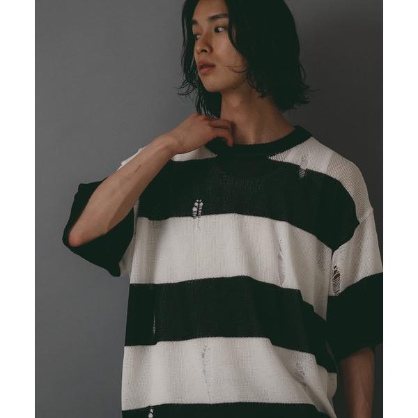 『タイムセール実施中』ZOZO問い合わせ番号:85327713ショップ:UNIIT，ユニットブランド:brknhome，ブロークンホーム，UNIIT，ユニット商品名:【brknhome/ブロークンホーム】ダメージサマーボーダーニットカテゴリ...