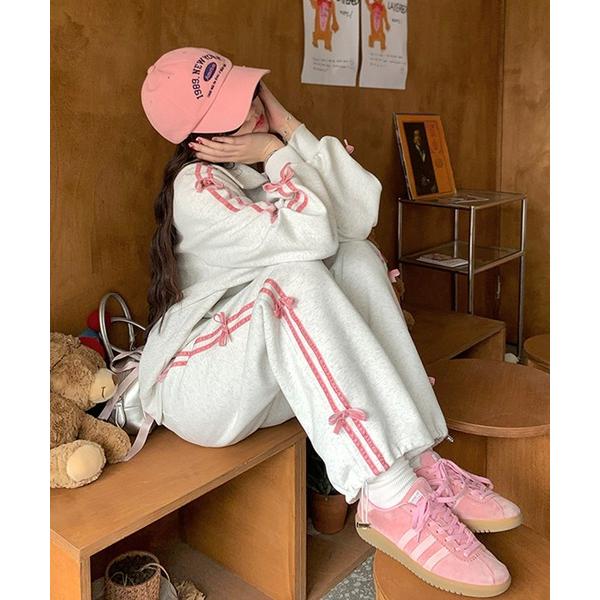 『セール実施中』ZOZO問い合わせ番号:85328652ショップ:Teem Store，チームストアブランド:lilful，リルフル商品名:【セットアイテム】ベロアミニリボン ドロスト付き サイドダブルラインジャージスウェットカテゴリ:トッ...