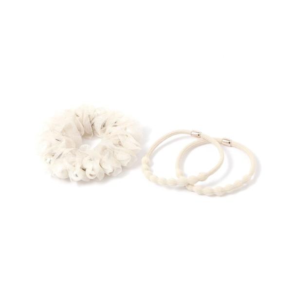 ZOZO問い合わせ番号:85498302ショップ:LAKOLE，ラコレブランド:LAKOLE，ラコレ商品名:パールチュールヘアゴム3点セット / 135393カテゴリ:ヘアアクセサリー>ヘアゴムブランド品番:135393素材:本体：ポ...