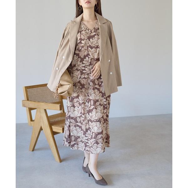 『セール実施中』ZOZO問い合わせ番号:85500255ショップ:PREFERIR，プレフェリールブランド:PREFERIR，プレフェリール商品名:Vネック ノースリーブ ボタニカルプリント ワンピースカテゴリ:ワンピース/ドレス>ワ...